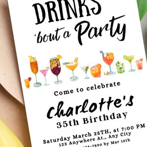 Drinks Party Invitations Drinks Birthday Invitation Drinks Invite ...