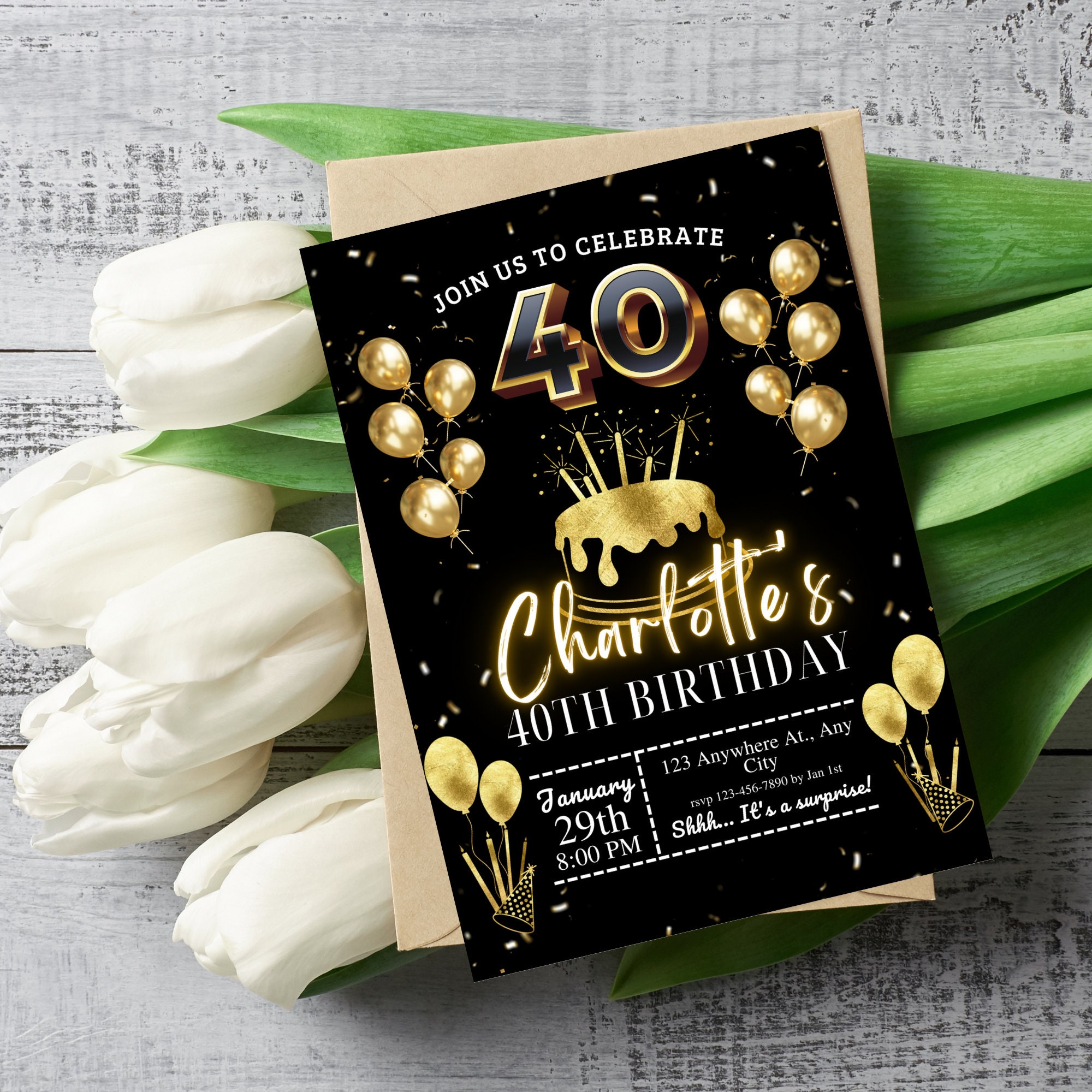 40th Birthday Invitation 40th Birthday for Women 40th Birthday for Men ...