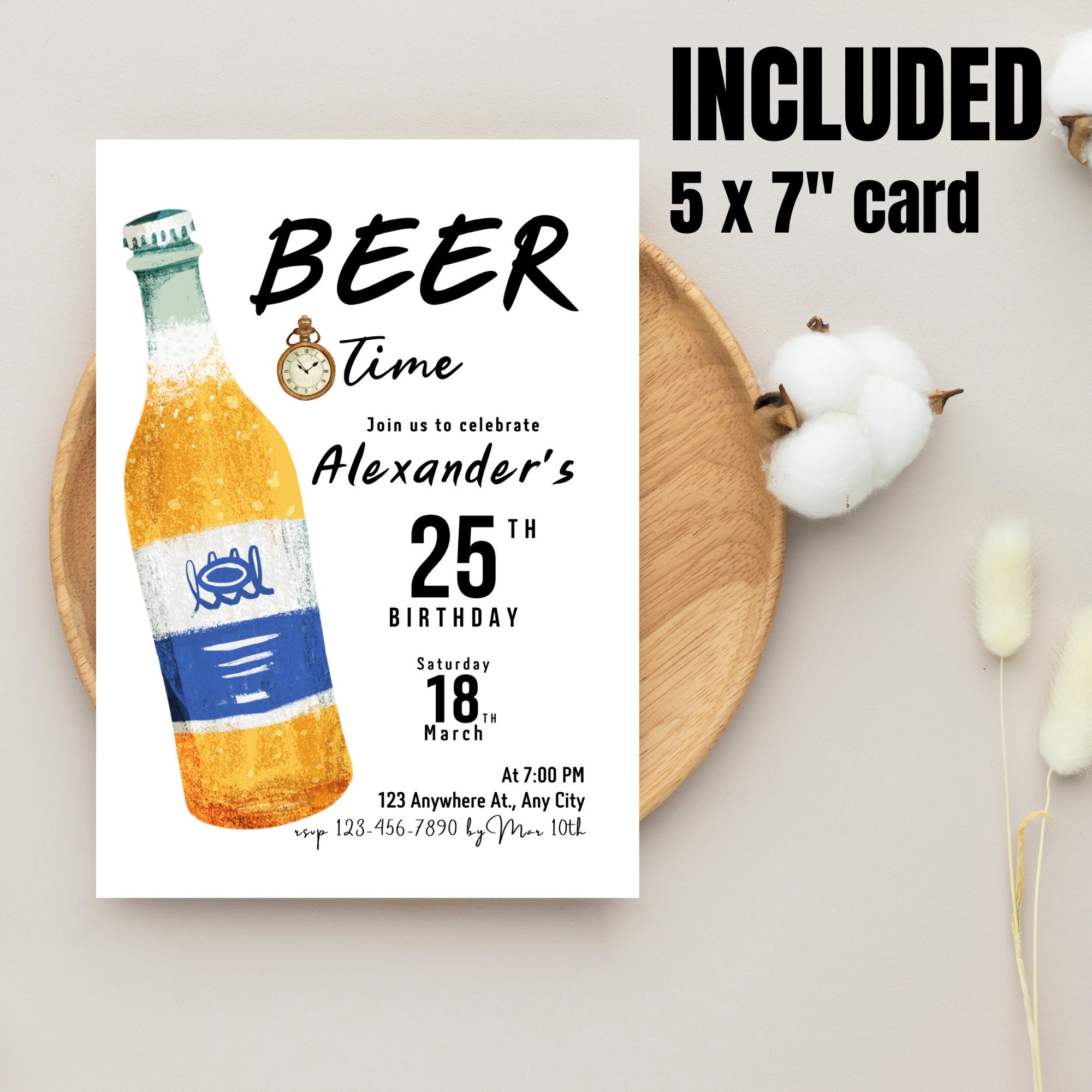 Beer Birthday Invitation Beer Themed Invitations 25th Birthday Him 25th ...