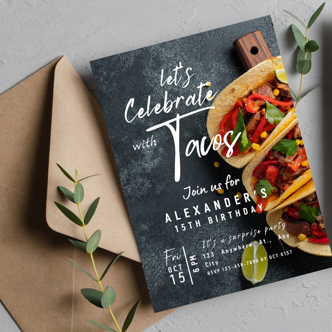 15th Birthday Invitation Taco Theme Birthday Party Taco Birthday Party ...