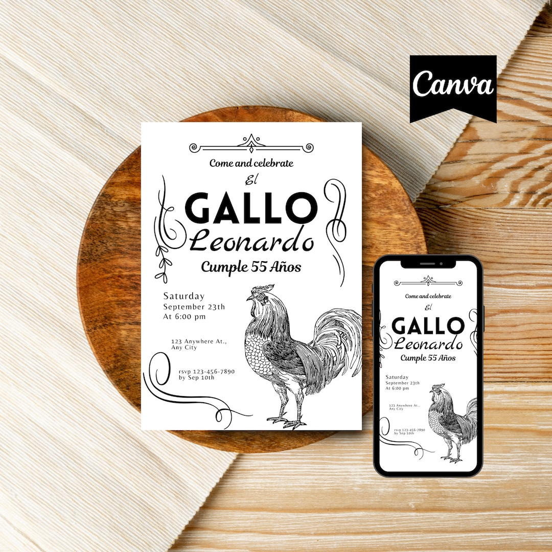 40th Birthday Men El Gallo Galleros Party 55th Birthday Invit 55th ...