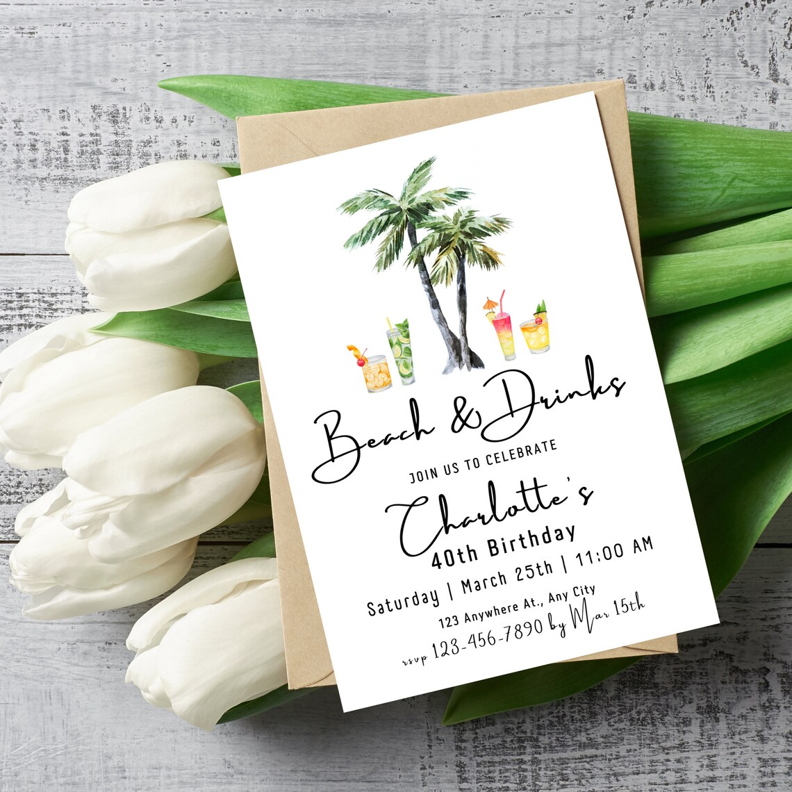 Beach Birthday Invitation Beach Theme Invitation Beach Birthday Invit ...