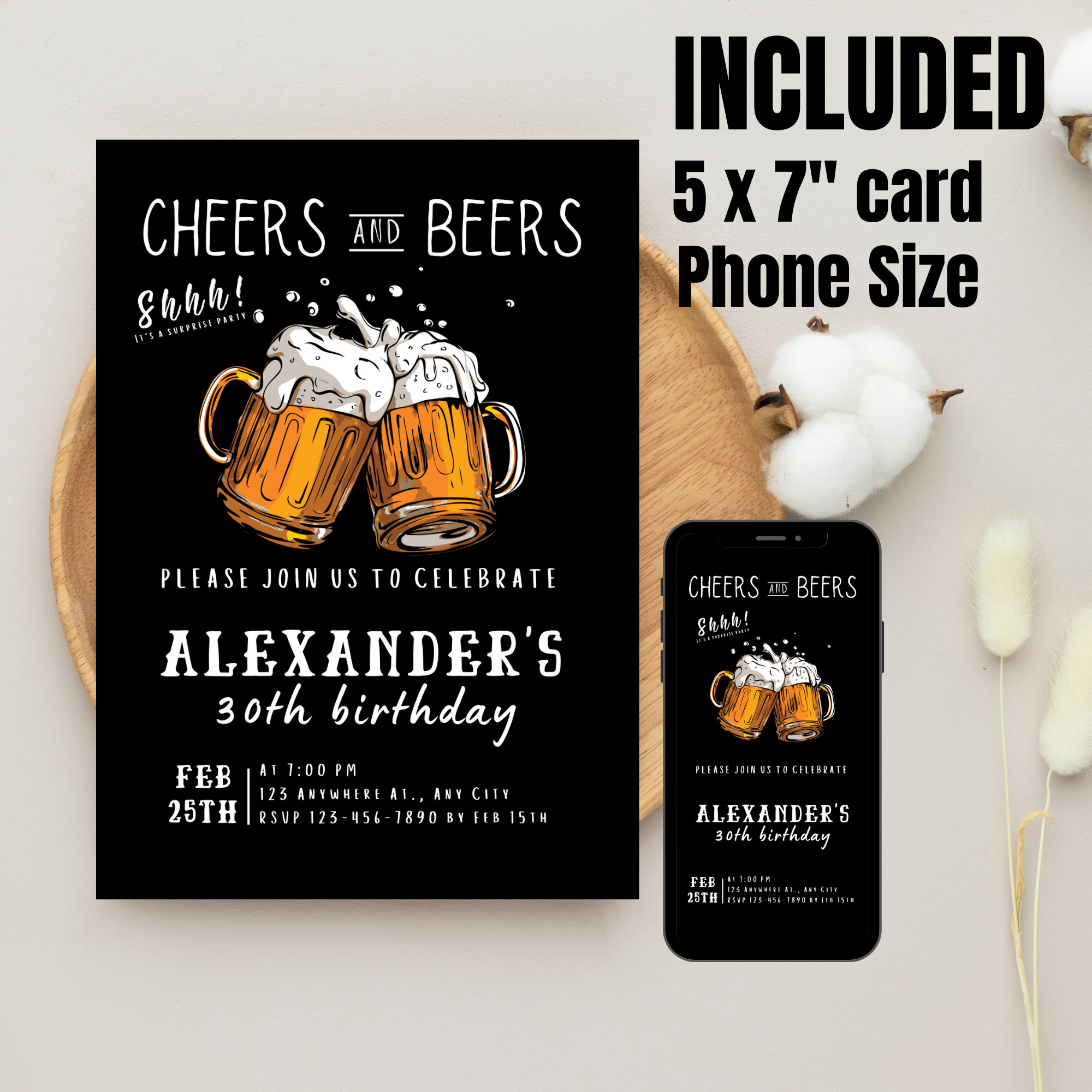 Cheer Birthday Invitation Beer Party Invitation Cheer Birthday ...