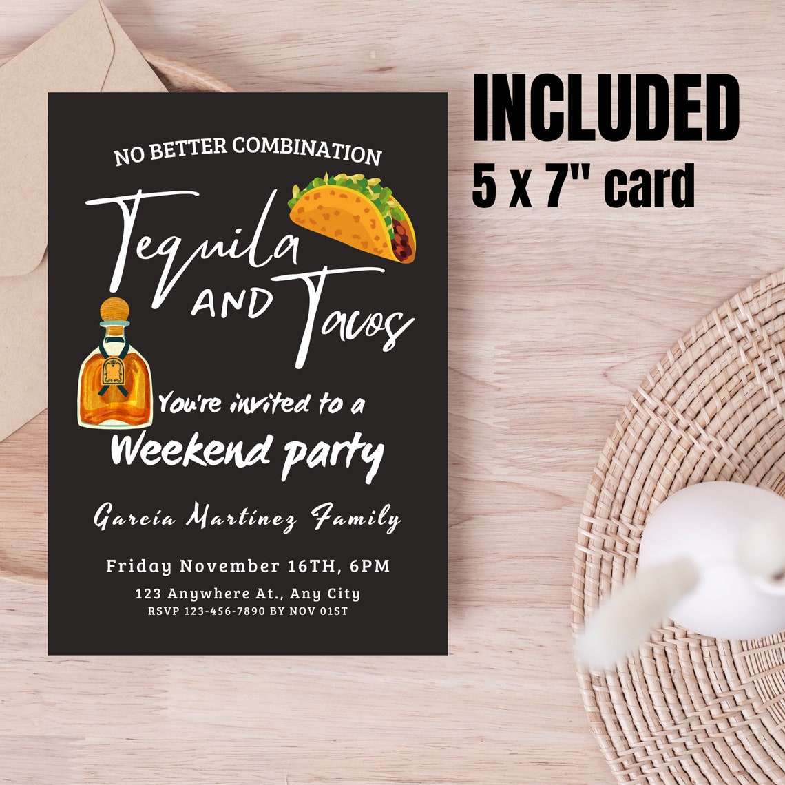 Taco and Tequila Party Tacos and Tequila Invitation Tacos - Etsy