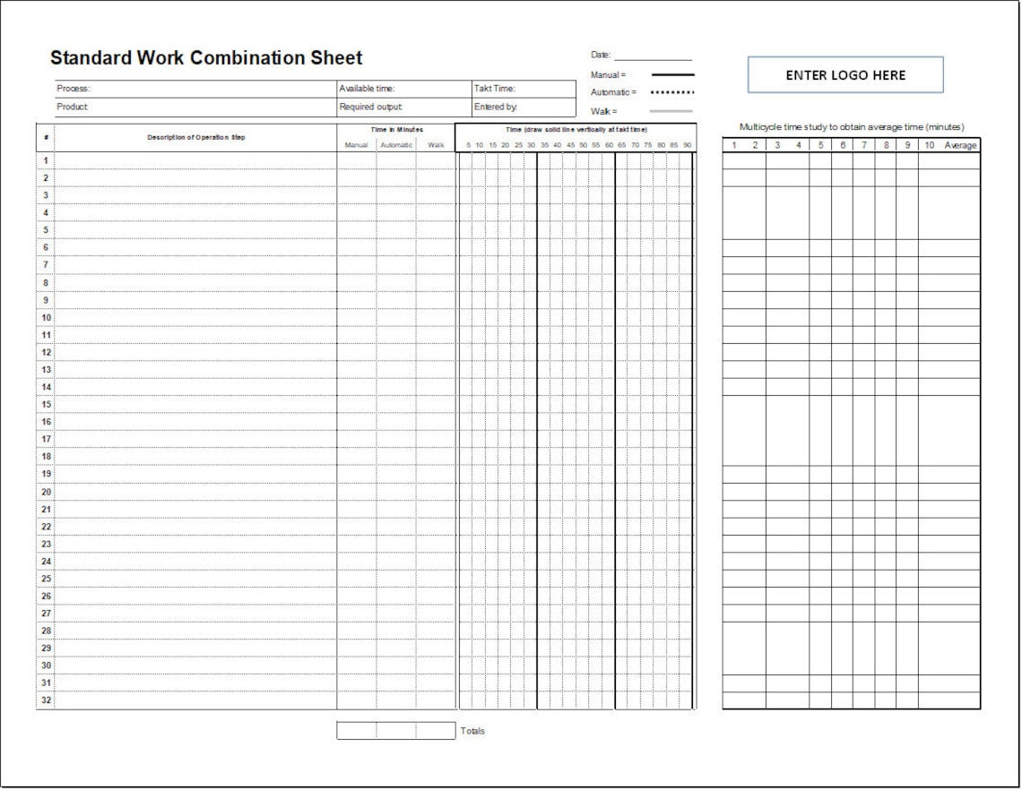 Standard Work Combination Sheet - Etsy Canada
