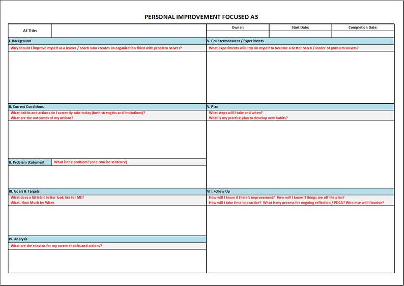 Personal Improvement Focused A3 - Etsy