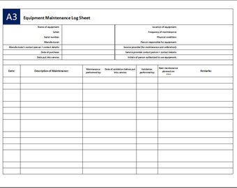 Equipment Maintenance Log Sheet - Etsy