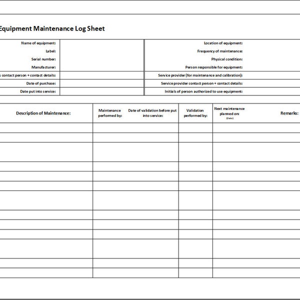 Maintenance Log Sheet - Etsy
