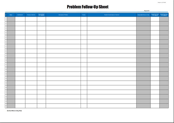 Problem Follow up Sheet | Etsy
