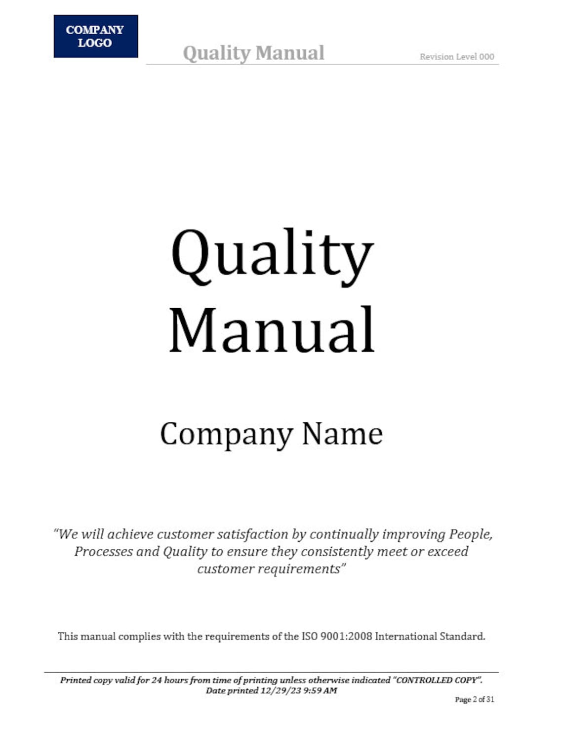 Quality Management System Template - Etsy