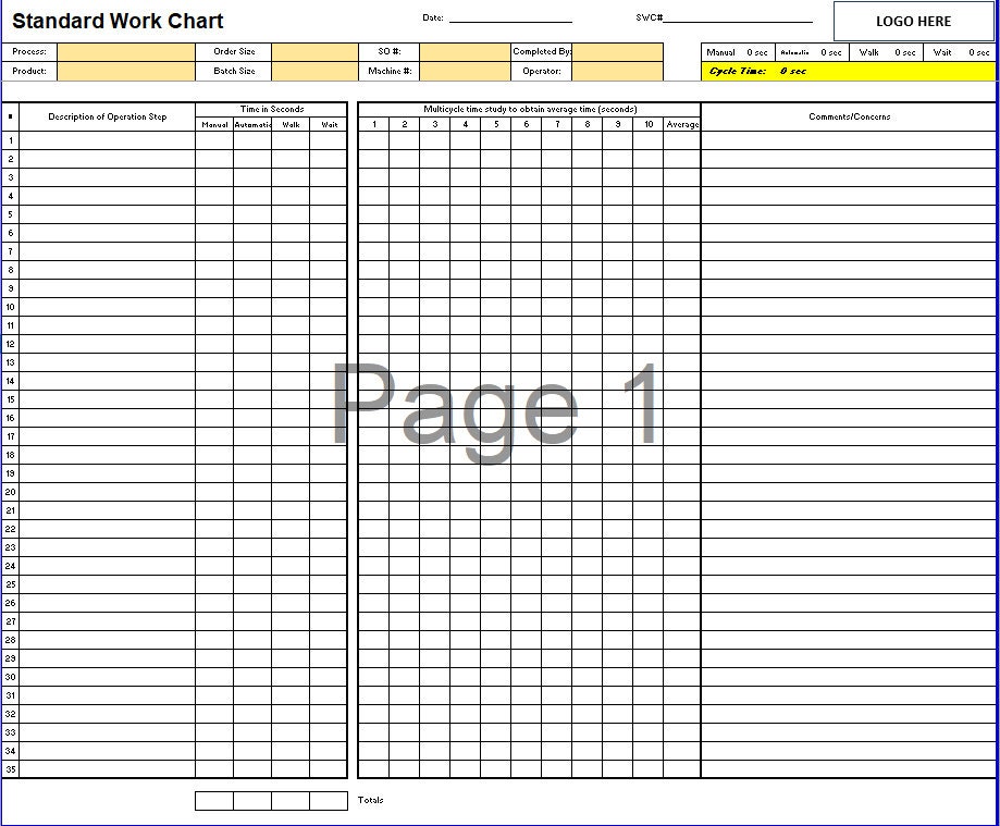 Standard Work Chart - Etsy