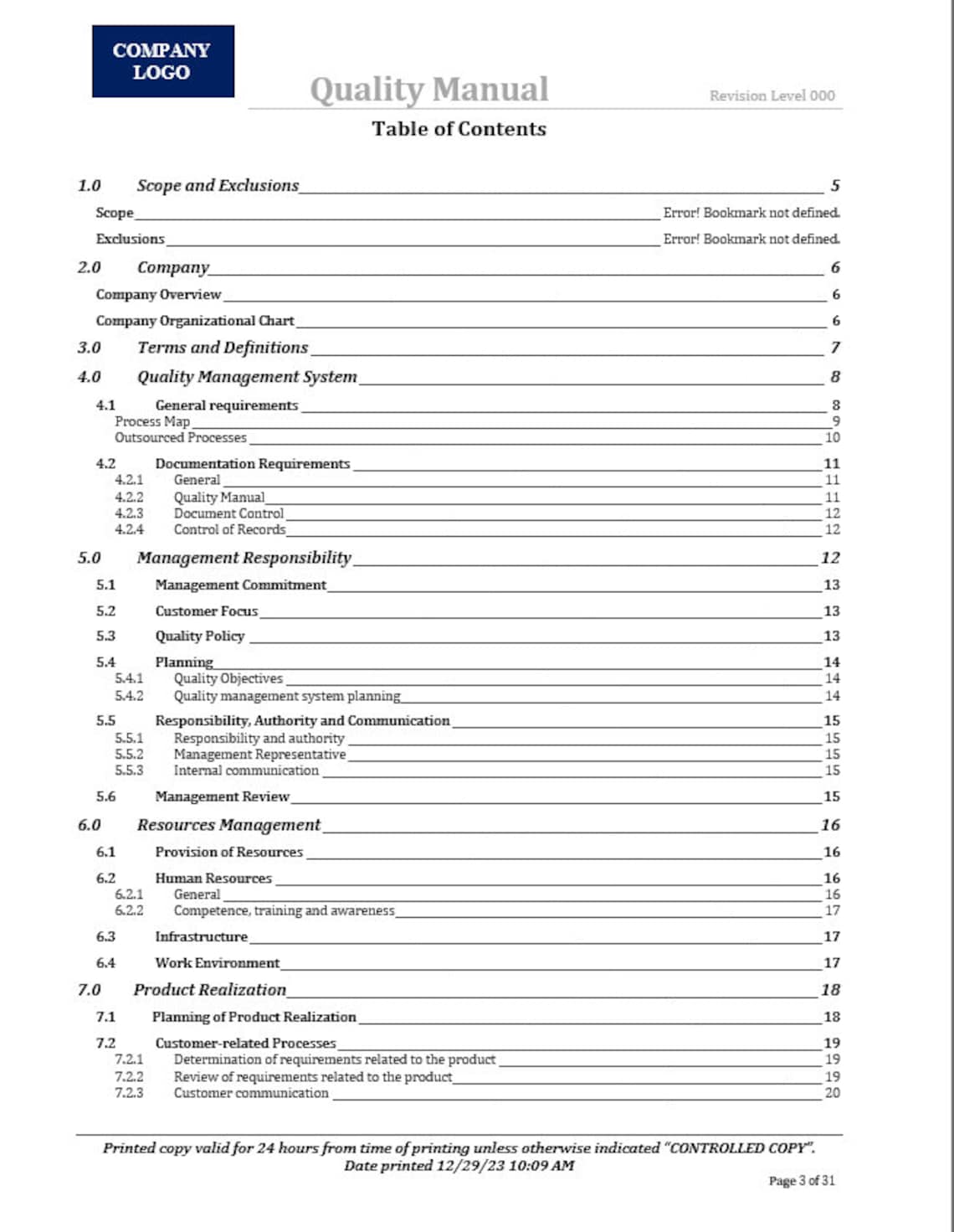 Quality Management System Template - Etsy