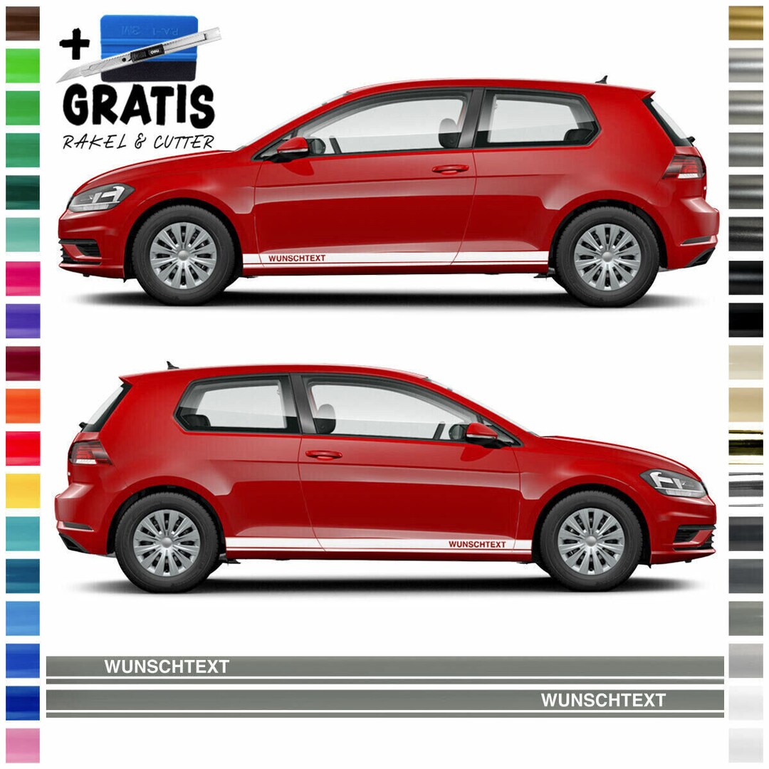 Car Side Stripe Sticker Set, Compatible With VW Golf 7 GTI Long With ...