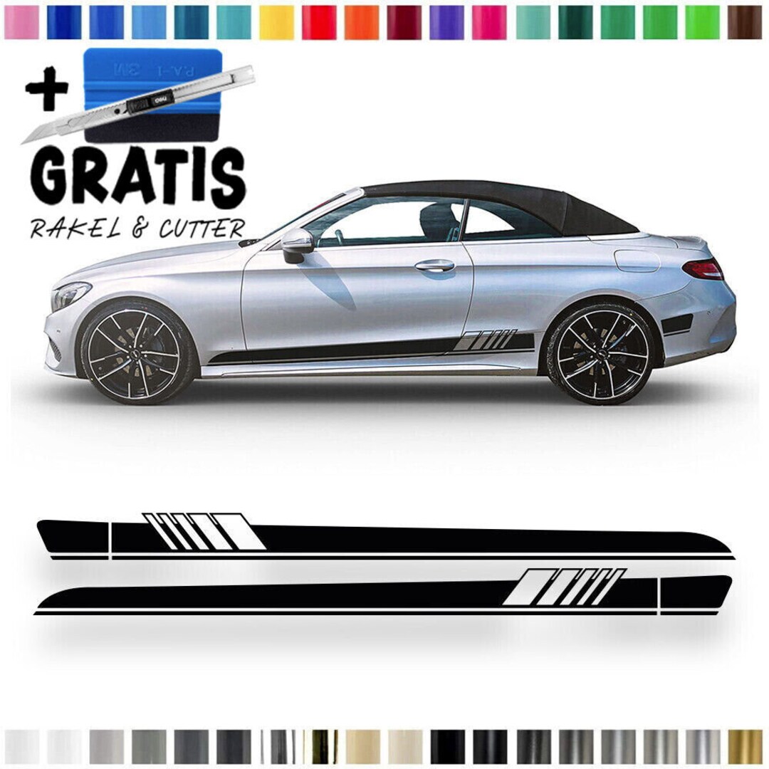 Car Side Stripes, Sticker Set Compatible With Mercedes C-class A205 ...