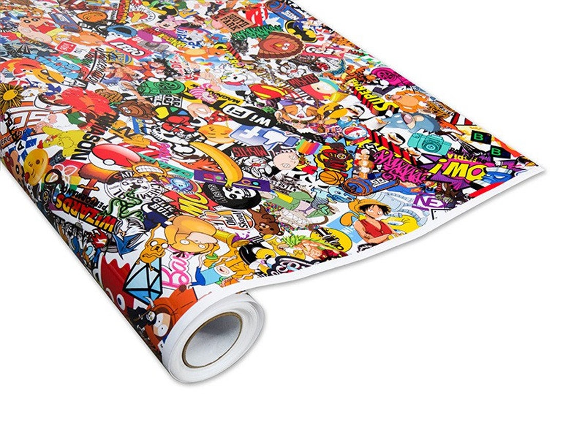 Stickerbomb Car Foil for 3D Car Wrapping With Air Channels, Logos ...