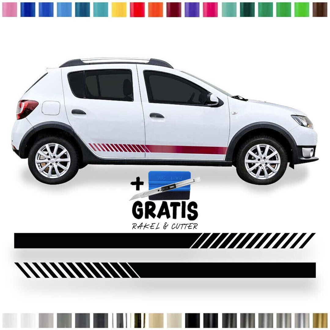 Car Side Stripe Sticker Set, Decorative Stickers Compatible With Dacia ...