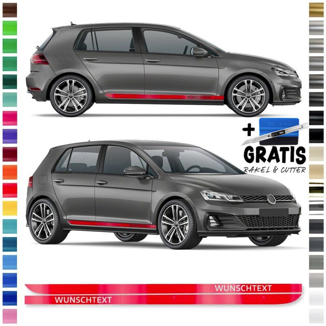 Custom Text Side Stripe Set/decor Suitable for Volkswagen / VW Golf 7 ...