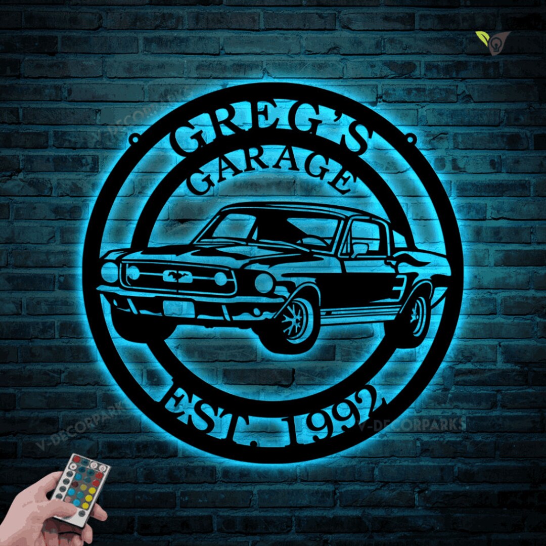 2000's Mustang Sports Car Sign Cut Metal Sign With LED - Etsy