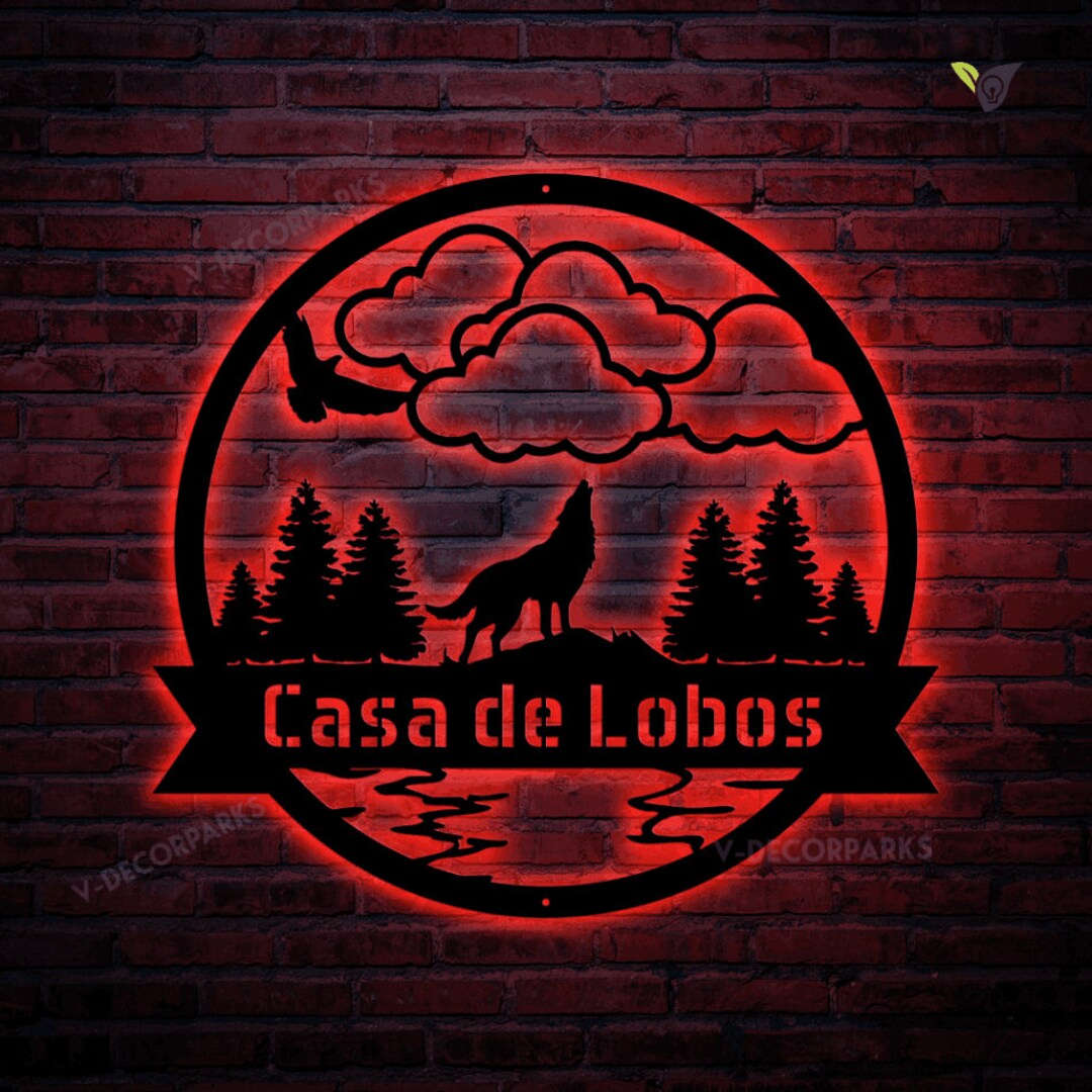 Personalized Wolf Metal Sign With LED Lights Wolf Howling - Etsy