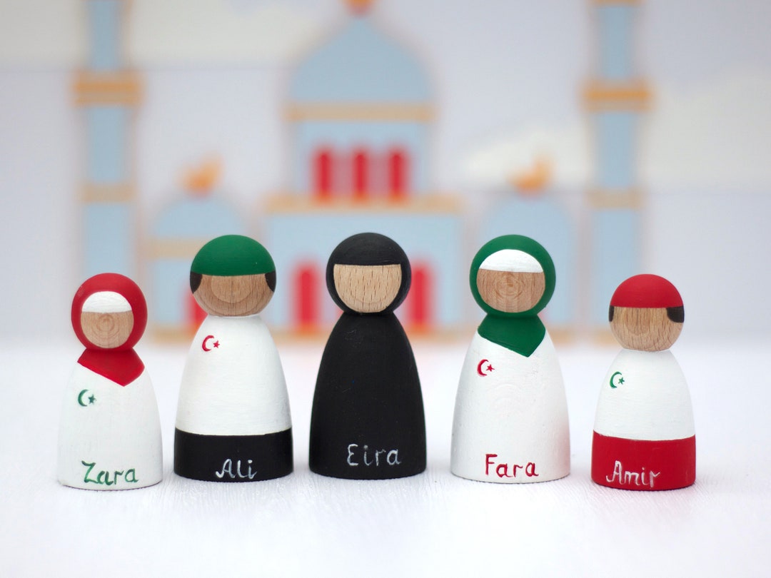 Personalised Muslim Peg Dolls Family With Custom Skin Tone, Islamic ...