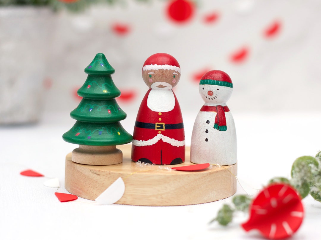 Christmas Peg Dolls, Santa Peg Doll, Wooden Snowman, Wooden Christmas ...