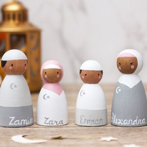 Personalised Muslim Peg Dolls Family With Custom Skin Tone, Islamic ...
