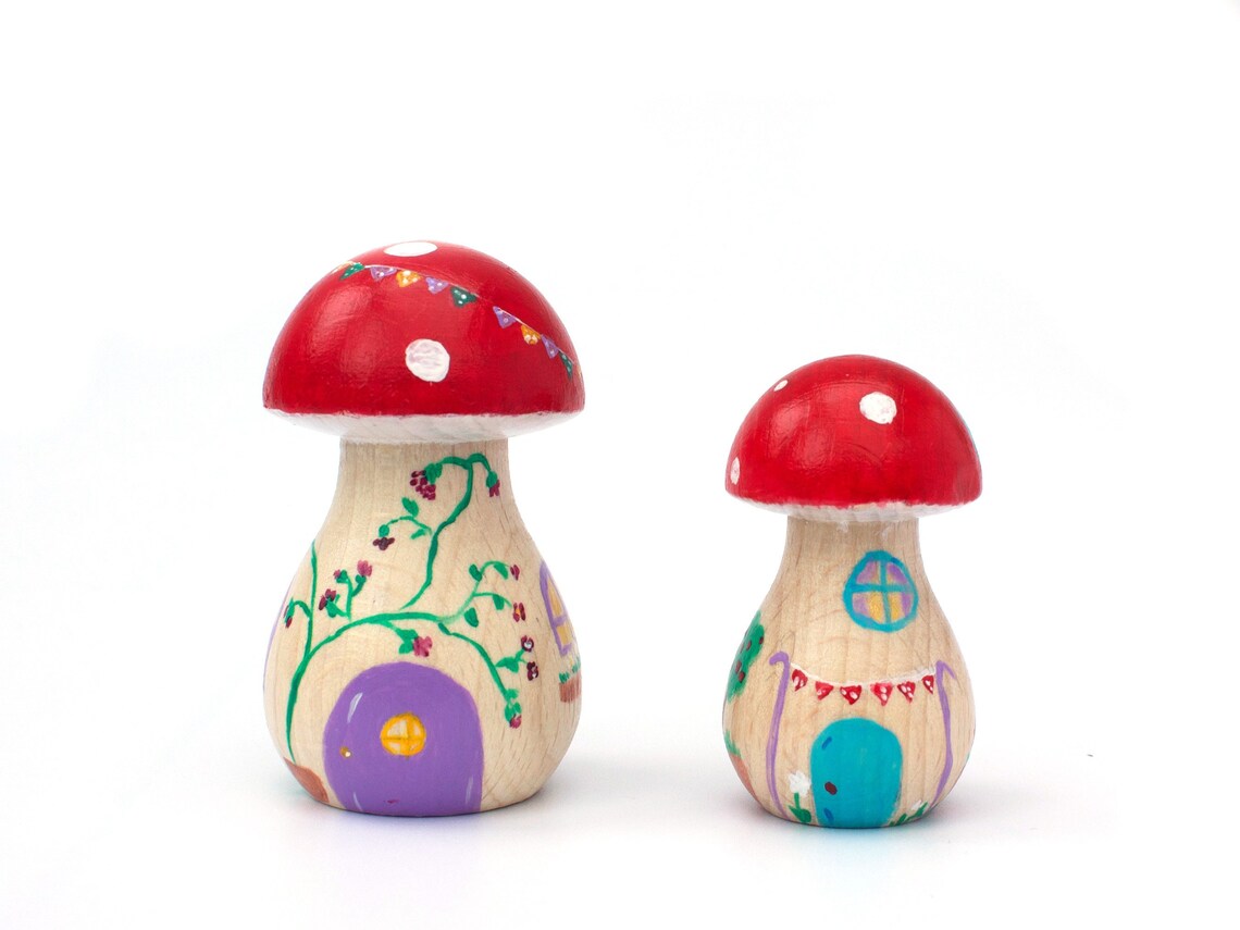 Mushroom House Fairy Cottage Toadstool Fairy House Wooden - Etsy