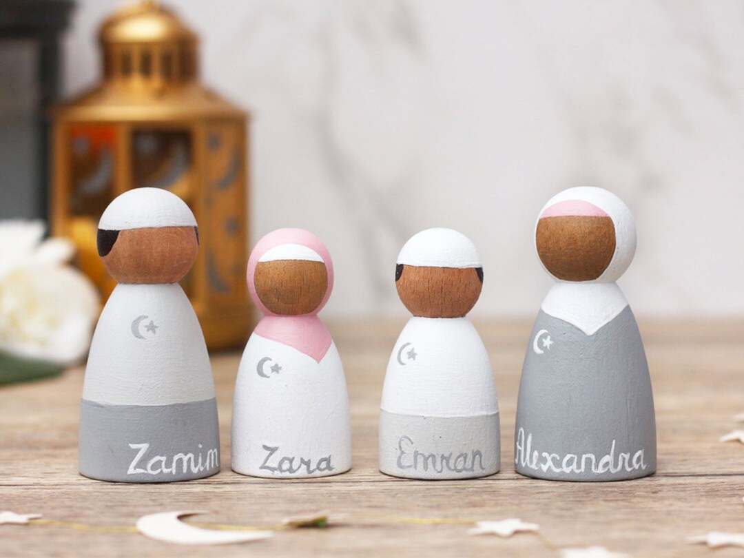 Personalised Muslim Peg Dolls Family With Custom Skin Tone, Islamic ...