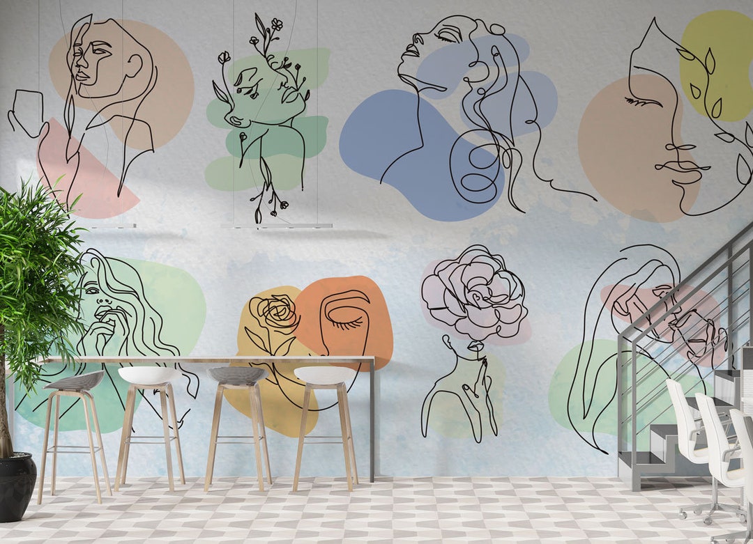 Soft Facial Style and Designs Wallpaper Wallpaper Mural - Etsy