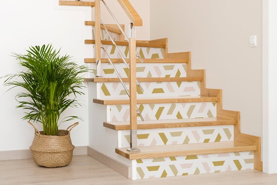 Geometric Patterns Stair Riser Decal Modern Deco Stair - Etsy