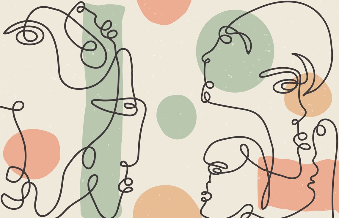 Boho Facial Wallpaper Style and Design Wallpaper Mural Art - Etsy