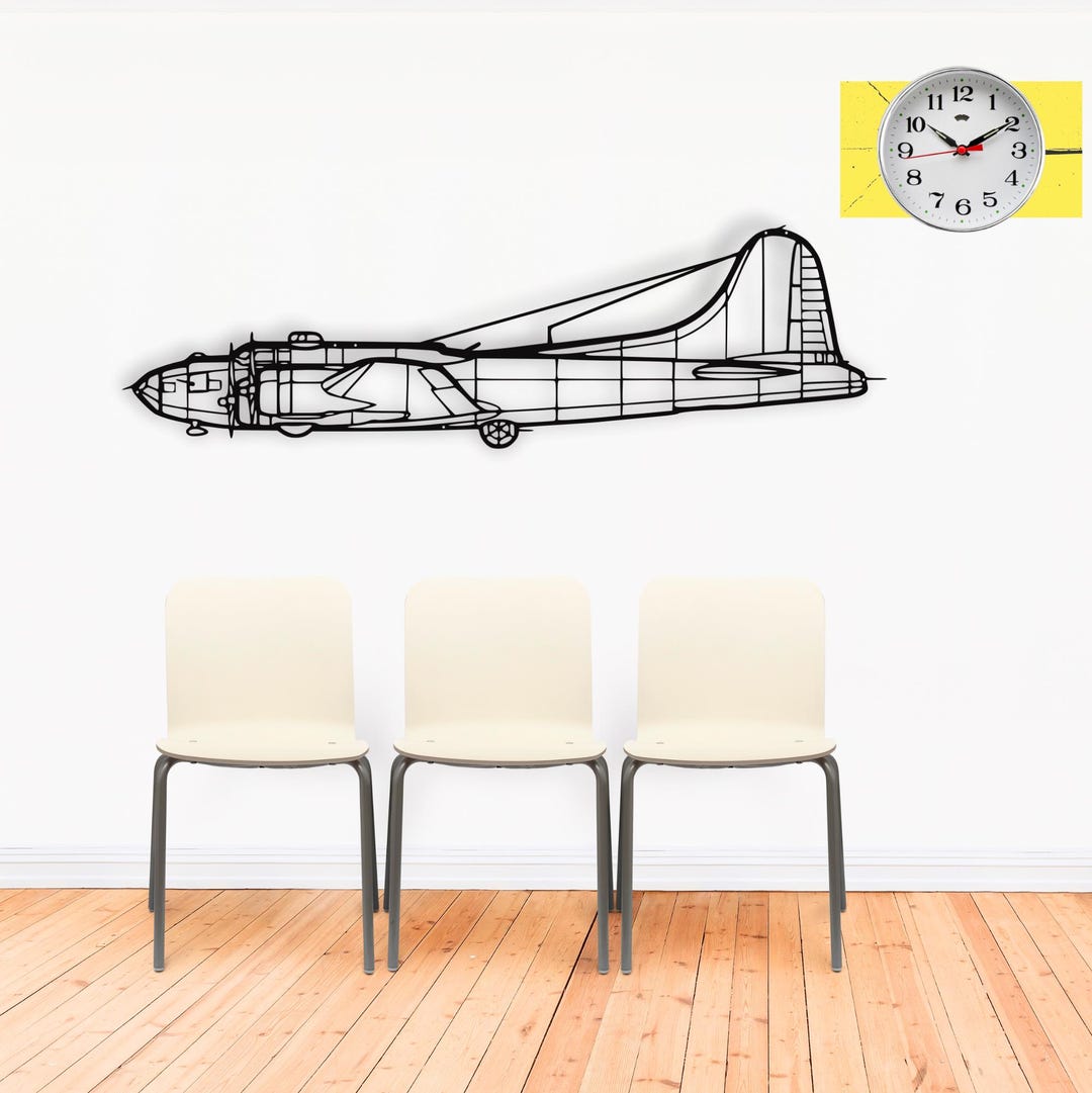 B-17 Silhouette Metal Wall Art Minimalist Aviation Decor, Handmade ...