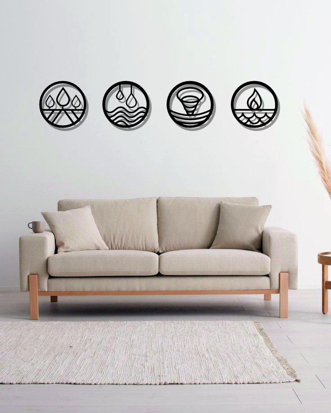 Metal Four Elements Wall Hanging, Four Elements Wall Art, 4 Elements ...