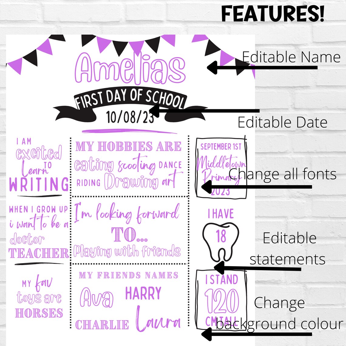 Printable Chalkboard Sign, Kindergarten First Day of School Printable ...