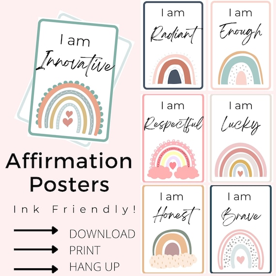 Printable Affirmations Posters Printer Friendly Boho - Etsy