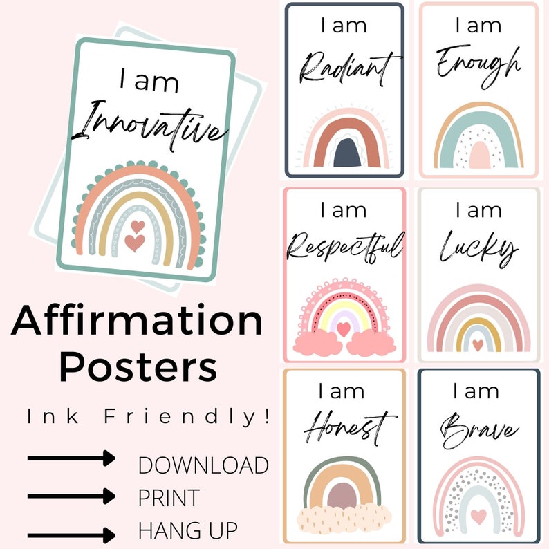 Positive Affirmation Station for the Classroom,boho Rainbow Decor ...