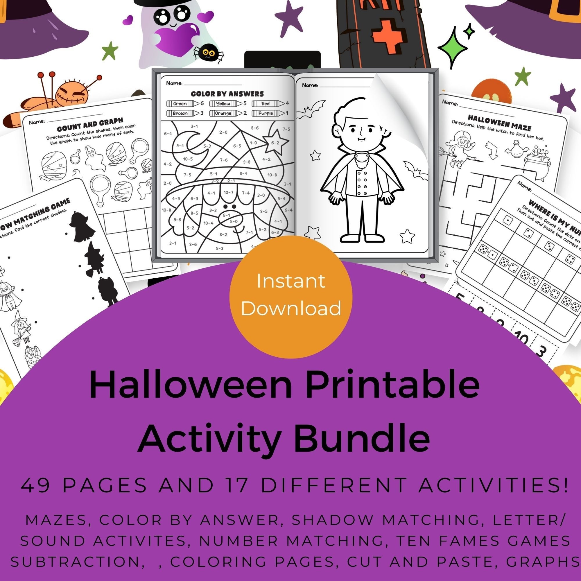 Halloween Printables, Halloween Bundle, Halloween Games, Halloween Gift ...