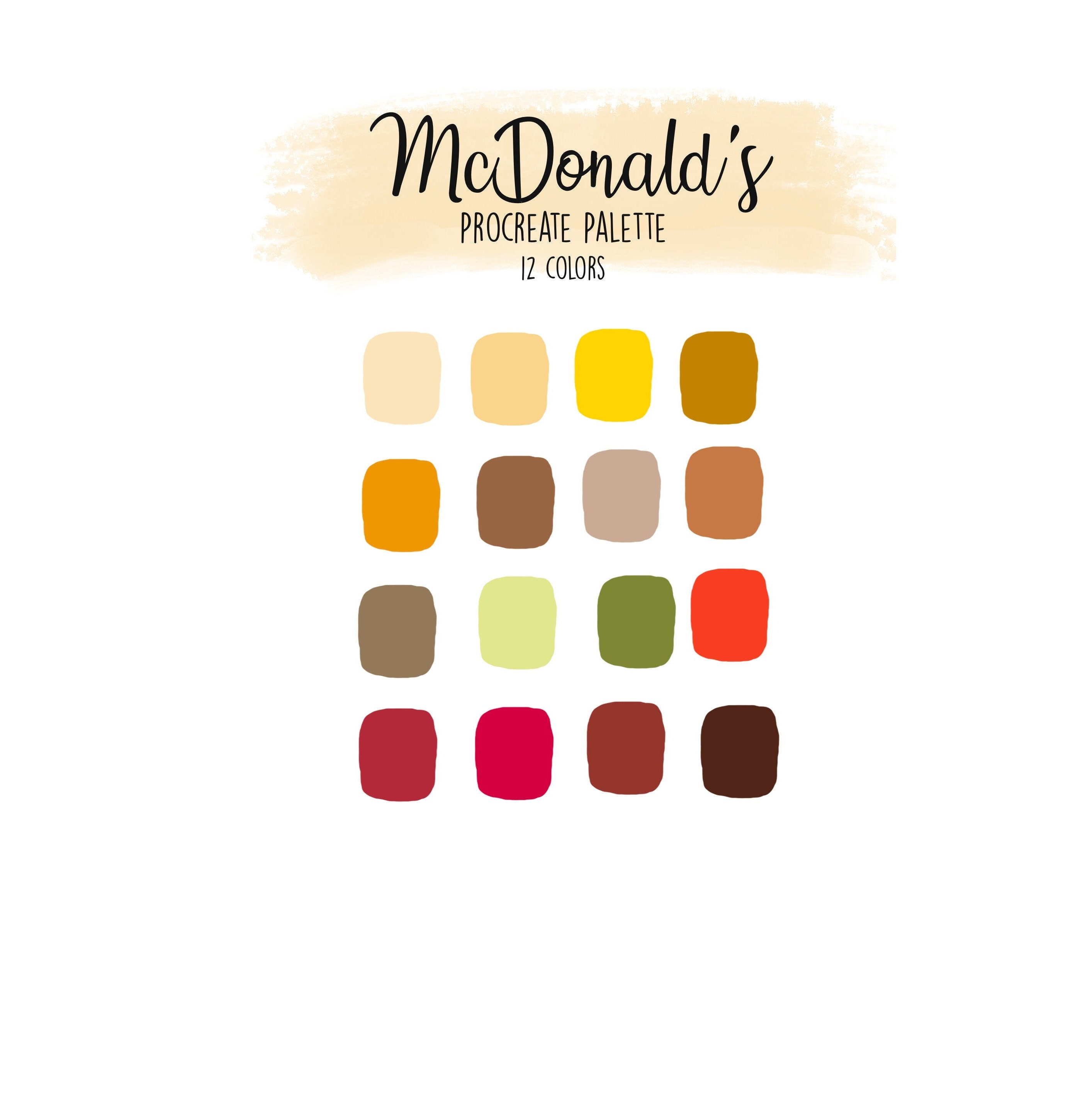 Mcdonalds Procreate Color Palette Color Swatches Ipad | Etsy UK