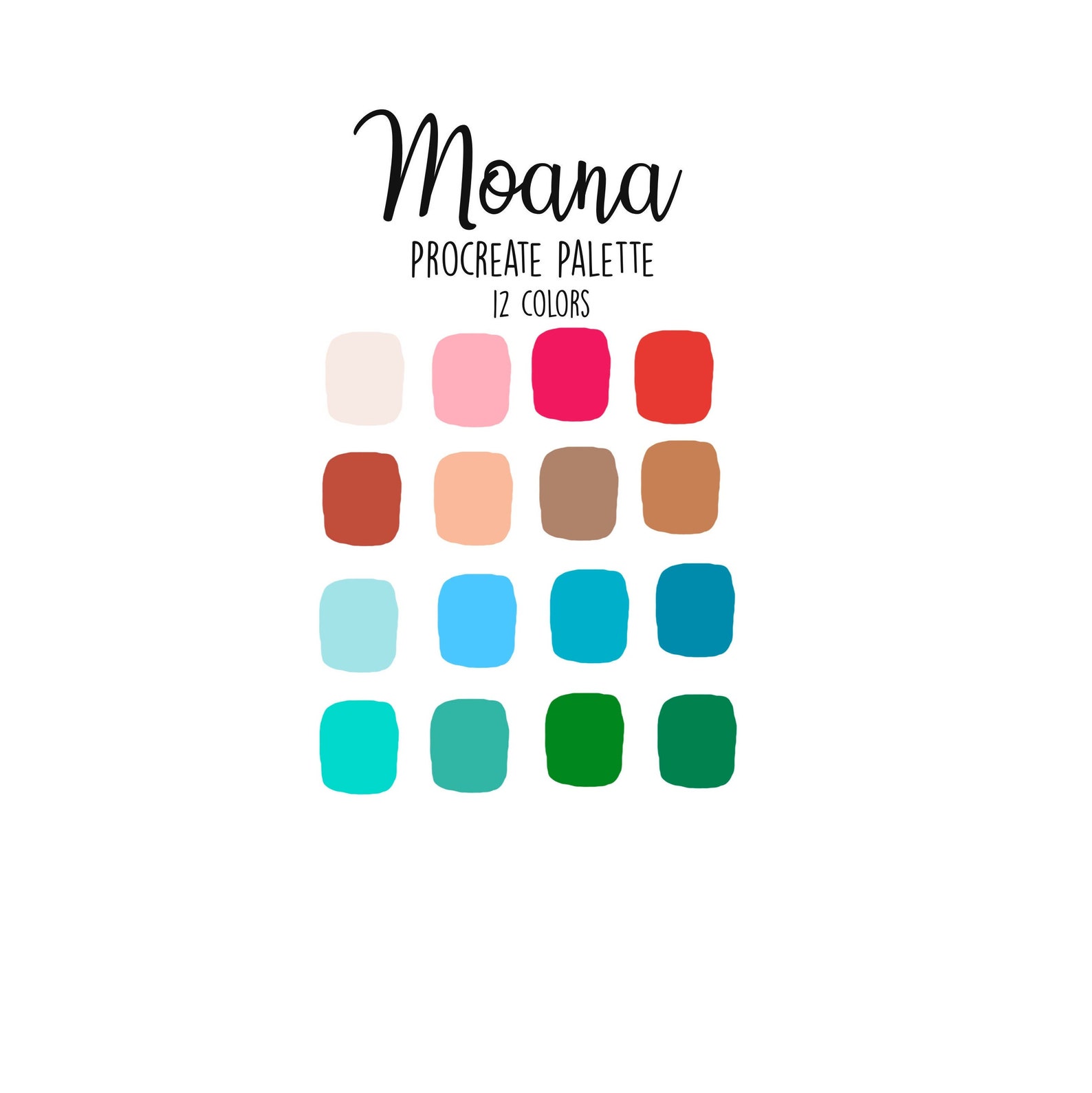 Moana Procreate Color Palette Color Swatches Ipad Template | Etsy