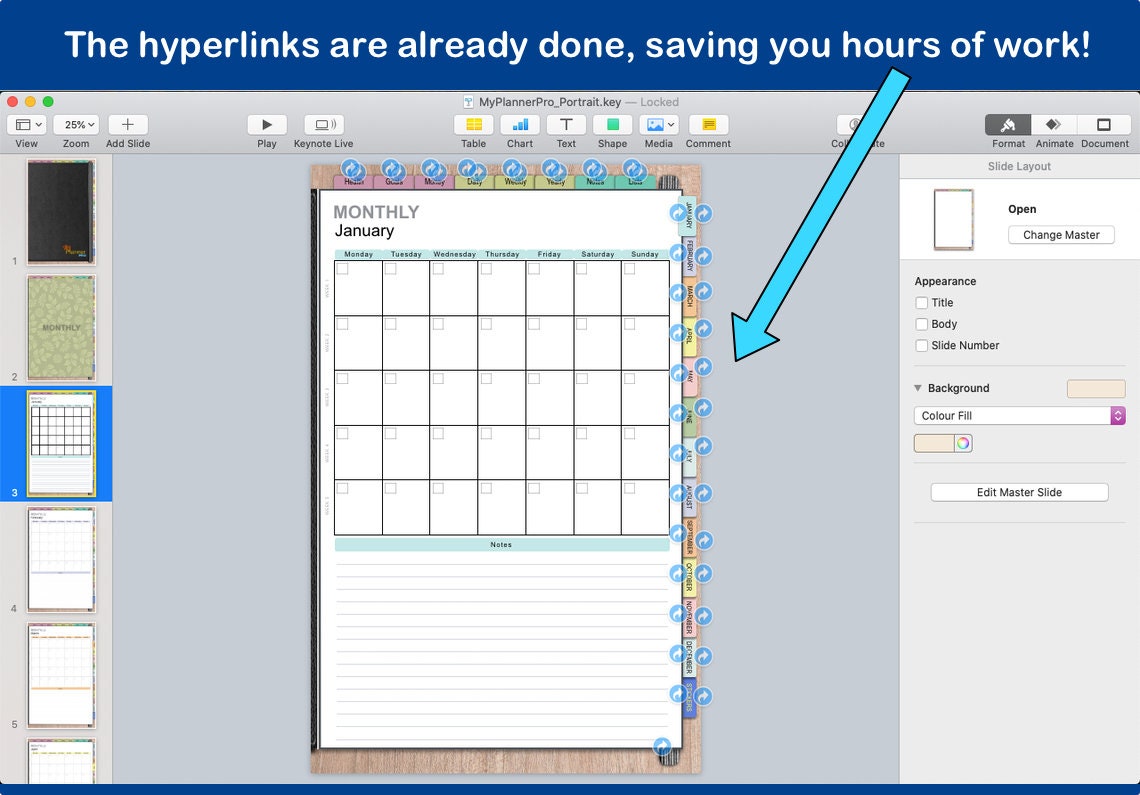 Editable Digital Planner Template With Hyperlinks Commercial Use ...