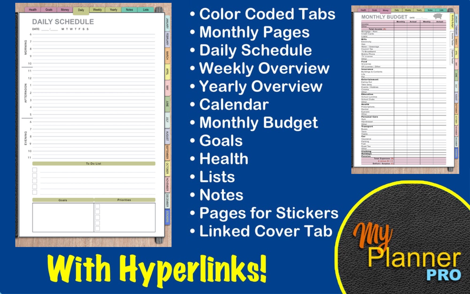 Editable Digital Planner Template With Hyperlinks Commercial Use ...