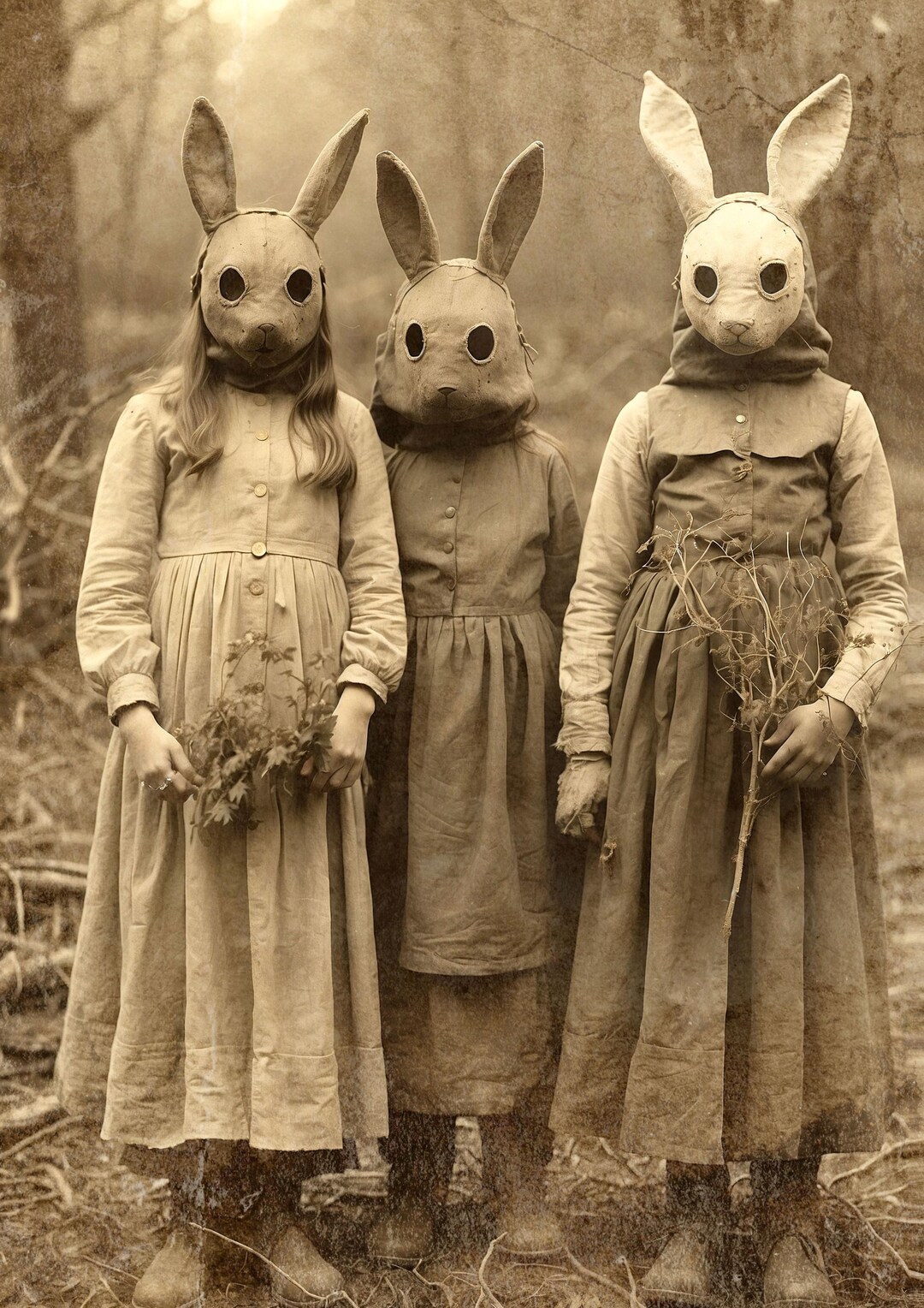 Rabbit Cult of the Forest, Vintage Photography, Art Poster Print, Dark ...