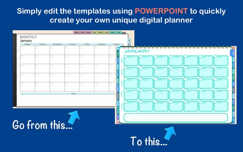 3 X Editable Digital Planner Templates With Hyperlinks Commercial Use ...