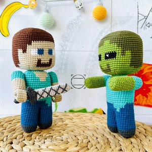 Steve and Zombie Minecraft Amigurumi Pattern / Minecraft Toys Crochet ...