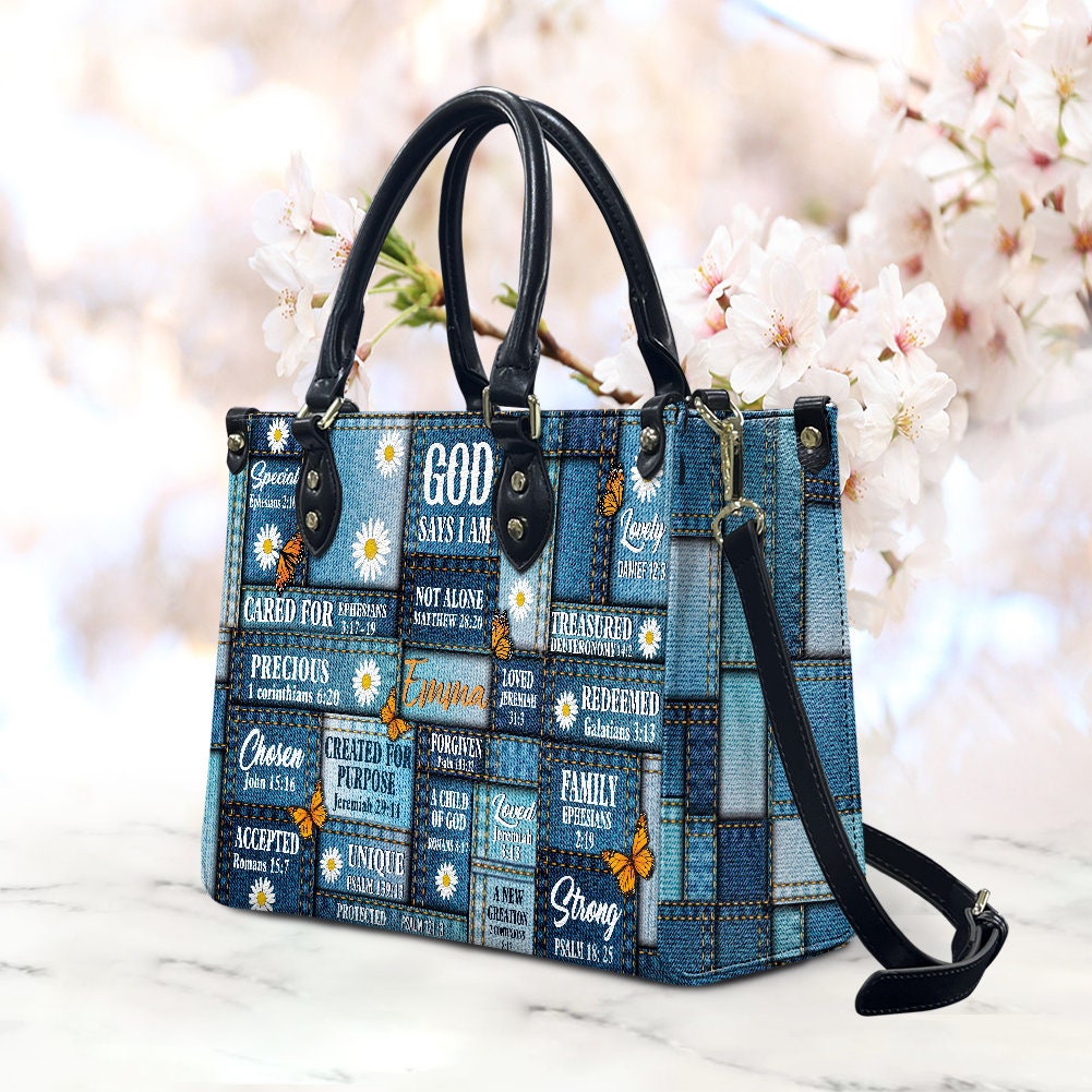 Christianartbag Handbags, God Says I Am Leather Handbag Purple ...