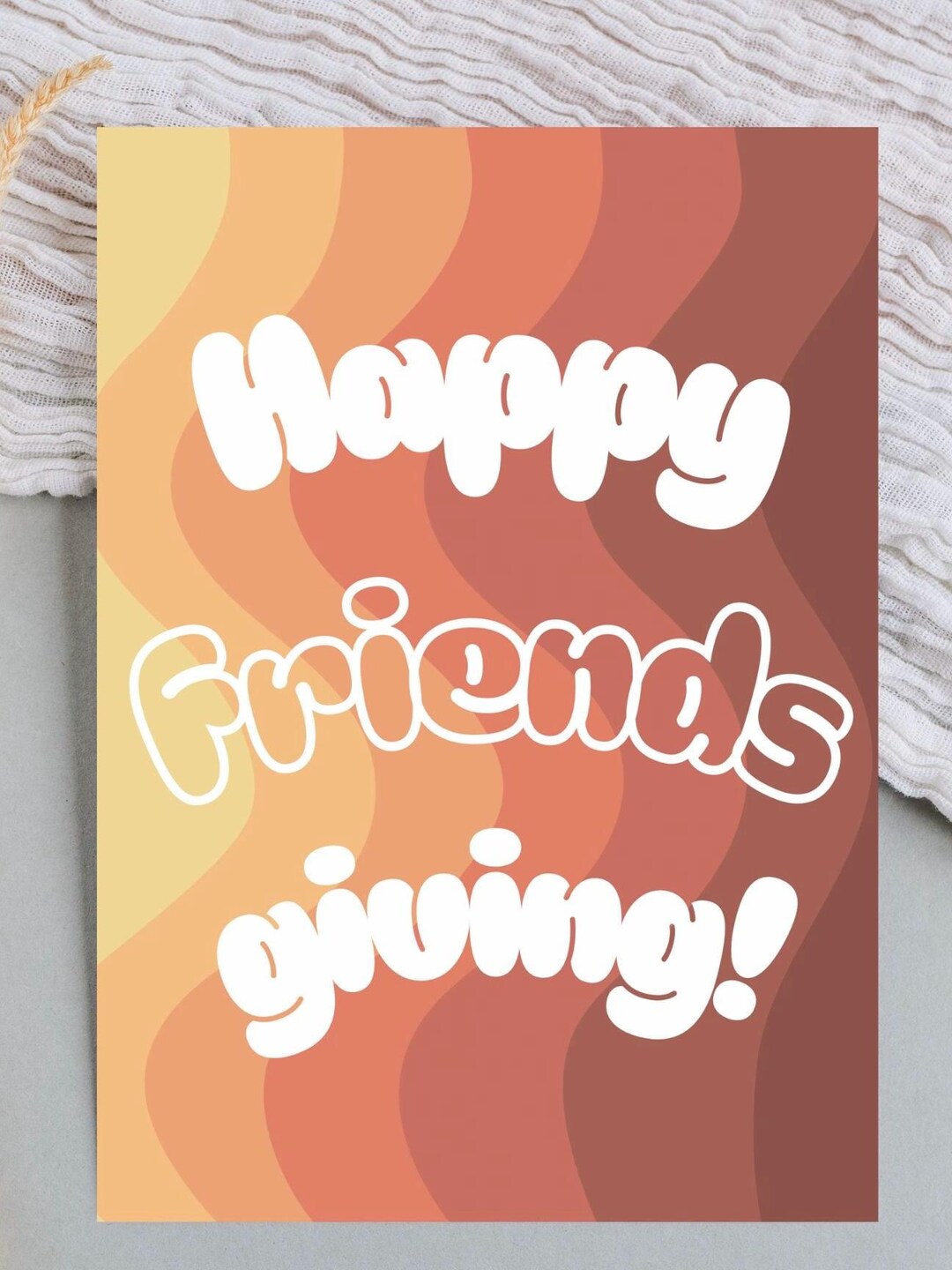 Friendsgiving Greeting Card: Printable PDF Digital File Warm Fall Color ...