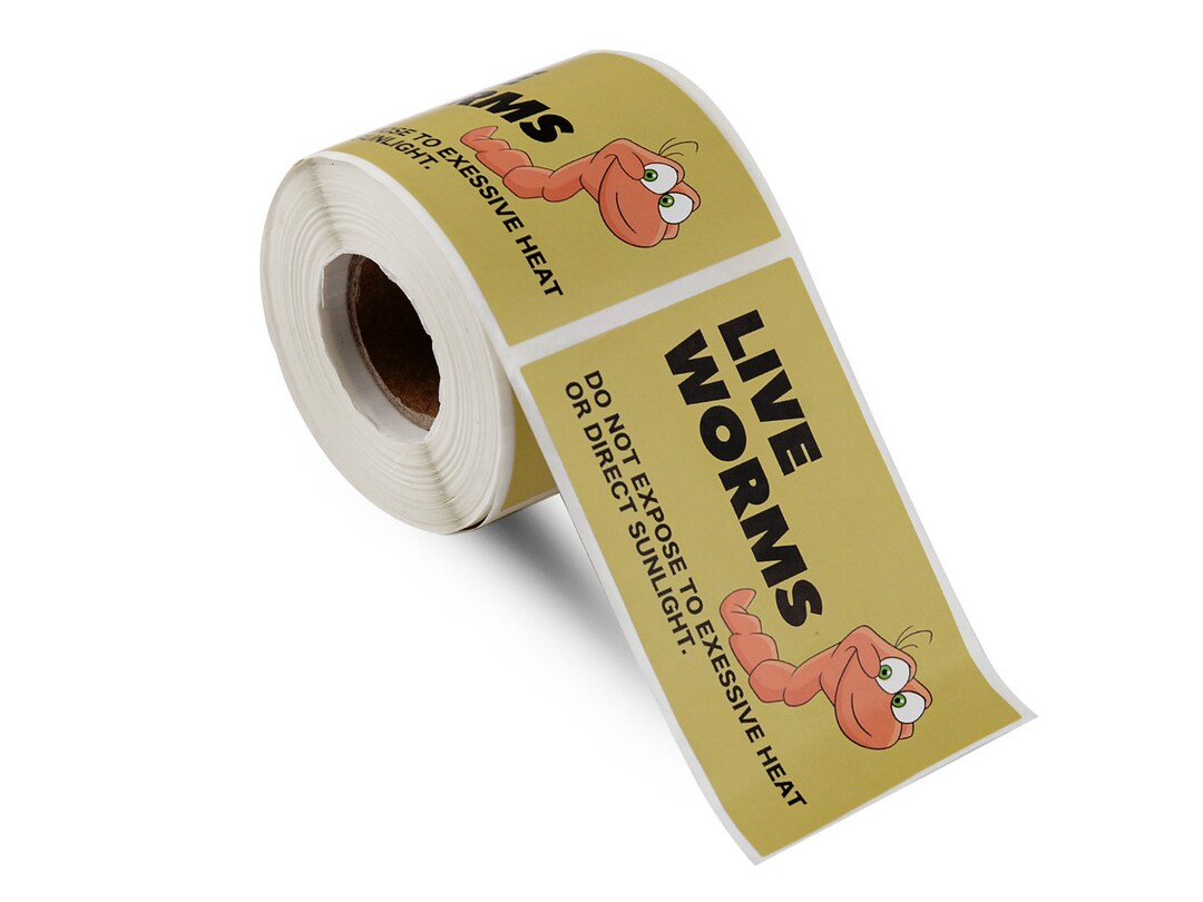 1.9''x 2.9'' 200 Sticker Label per Roll LIVE WORMS Do Not Expose to ...