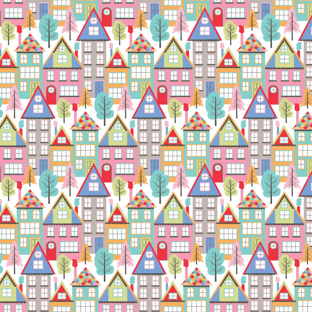 HUS Gift Wrap Sheet Tag, Scandinavian-folk, Town Houses, Eco-friendly ...