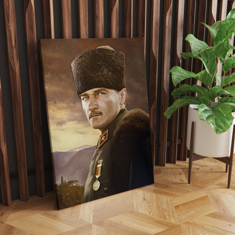 Mustafa Kemal Ataturk Canvas, Leader and Soldier Painting, Frame Option ...