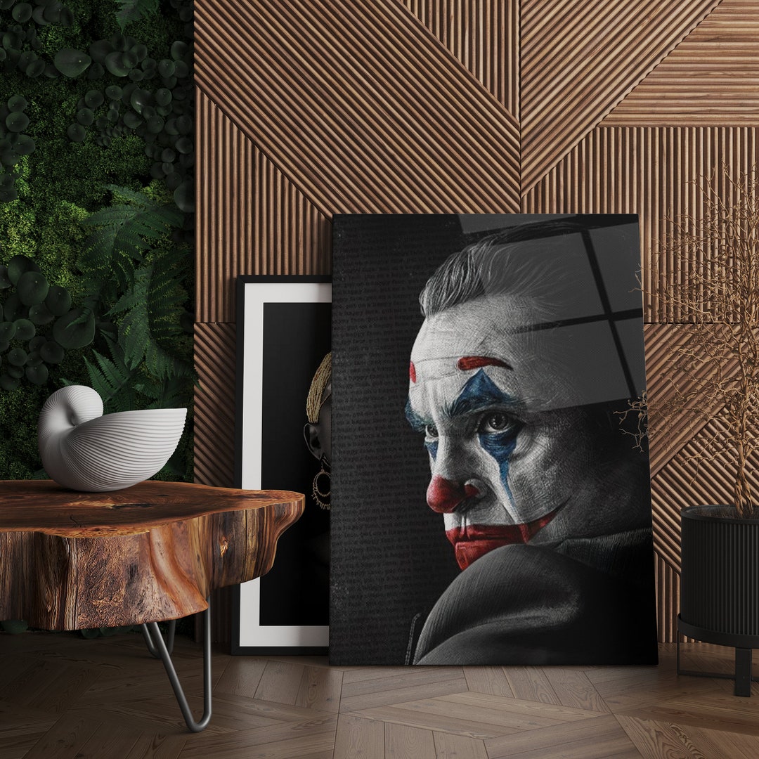The Joker Glass Painting, Movie Character Painting, Frame Option ...